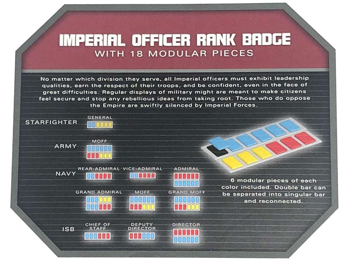 Galaxy's Edge Empire Imperial Officer Rank Badge Set with 18 Modular P ...