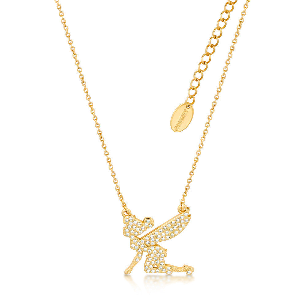 Disney Couture Kingdom Gold-Plated Crystal Flying Tinker Bell Necklace ...
