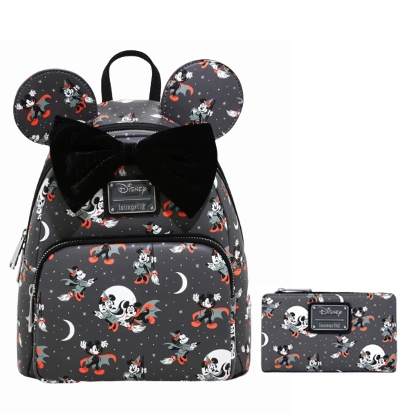 Loungefly Disney Mickey Minnie Halloween Vamp Witch AOP Bundle (Backpa ...